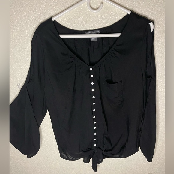 Chelsea & Theodore | Tops | Chelsea And Theodore Black Front Tie | Poshmark